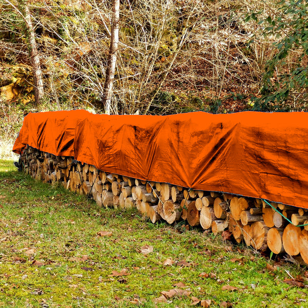 DAY STAR SHADES Extra Heavy Duty 12 mil ORANGE Tarp 3 Ply Coated Reinf ...