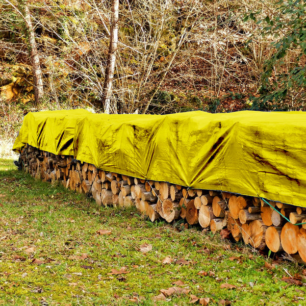 DAY STAR SHADES Extra Heavy Duty 12 mil YELLOW Tarp 3 Ply Coated Reinf ...